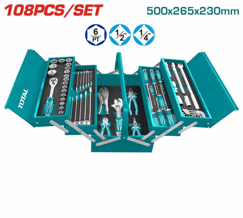 TOTAL 108 PCS TOOL CHEST SET – Total Tools Qatar